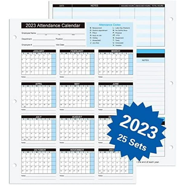 2023 Attendance Calendar Work Tracker Attendance Calendar Cards - 8.5 X ...
