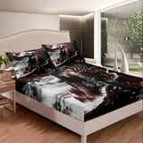 Gothic Bed Sheets Dragon Bedding Set Fantasy Castle Dark Sky Fitted ...