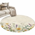 Area Rug 48in, Farm Daisy Flower Leaves Floor Carpet Living Room Rug ...