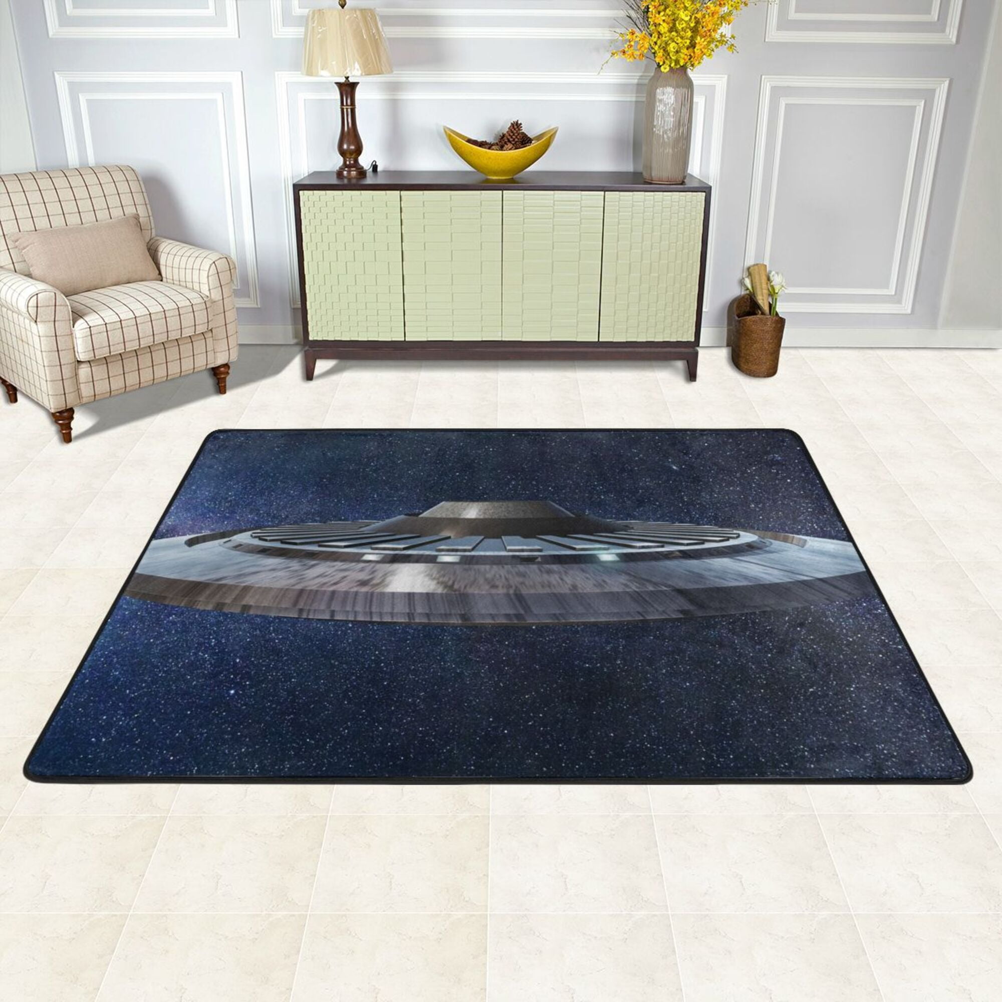 XMXY Ufo Saucer Alien Area Rugs Doormat Outdoor Entrance, Facecloth Non ...