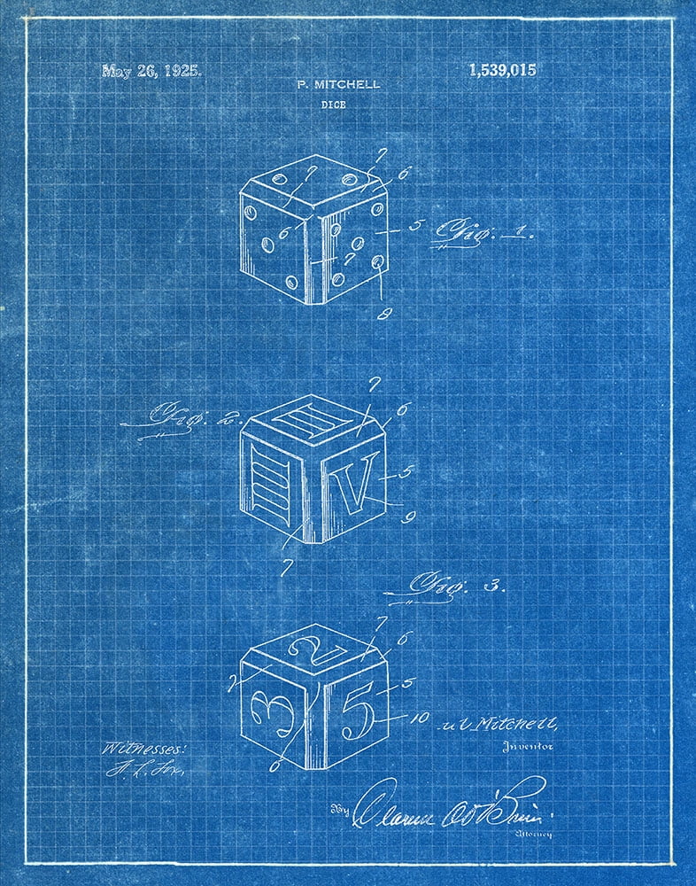 Original Dice Artwork Submitted In 1925 - Toys and Games - Patent Art ...