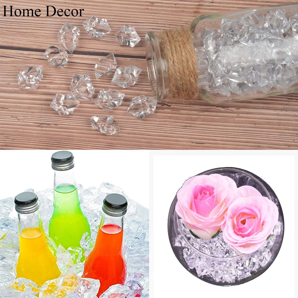 （Mini）100pcs Clear Fake Crushed Ice Rocks Ice Cubes Acrylic Vase ...