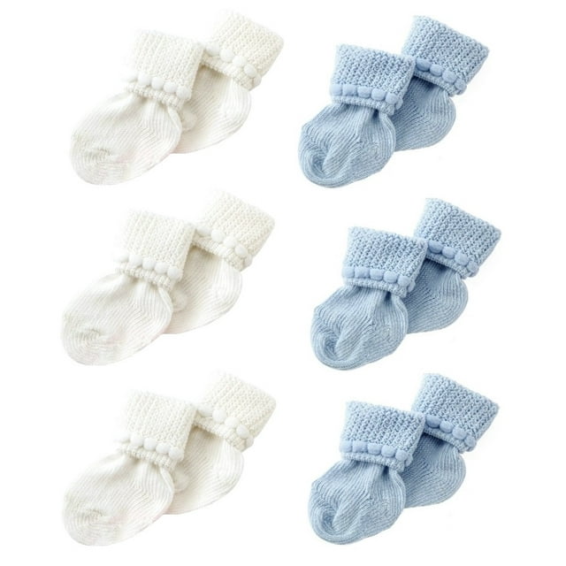 Blue & White Newborn Baby Socks By Nurses Choice - Includes 6 Pairs of ...
