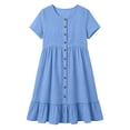 Bxsruta Women's Casual Peter Pan Collar Short Sleeve Ruffle Hem Swing ...