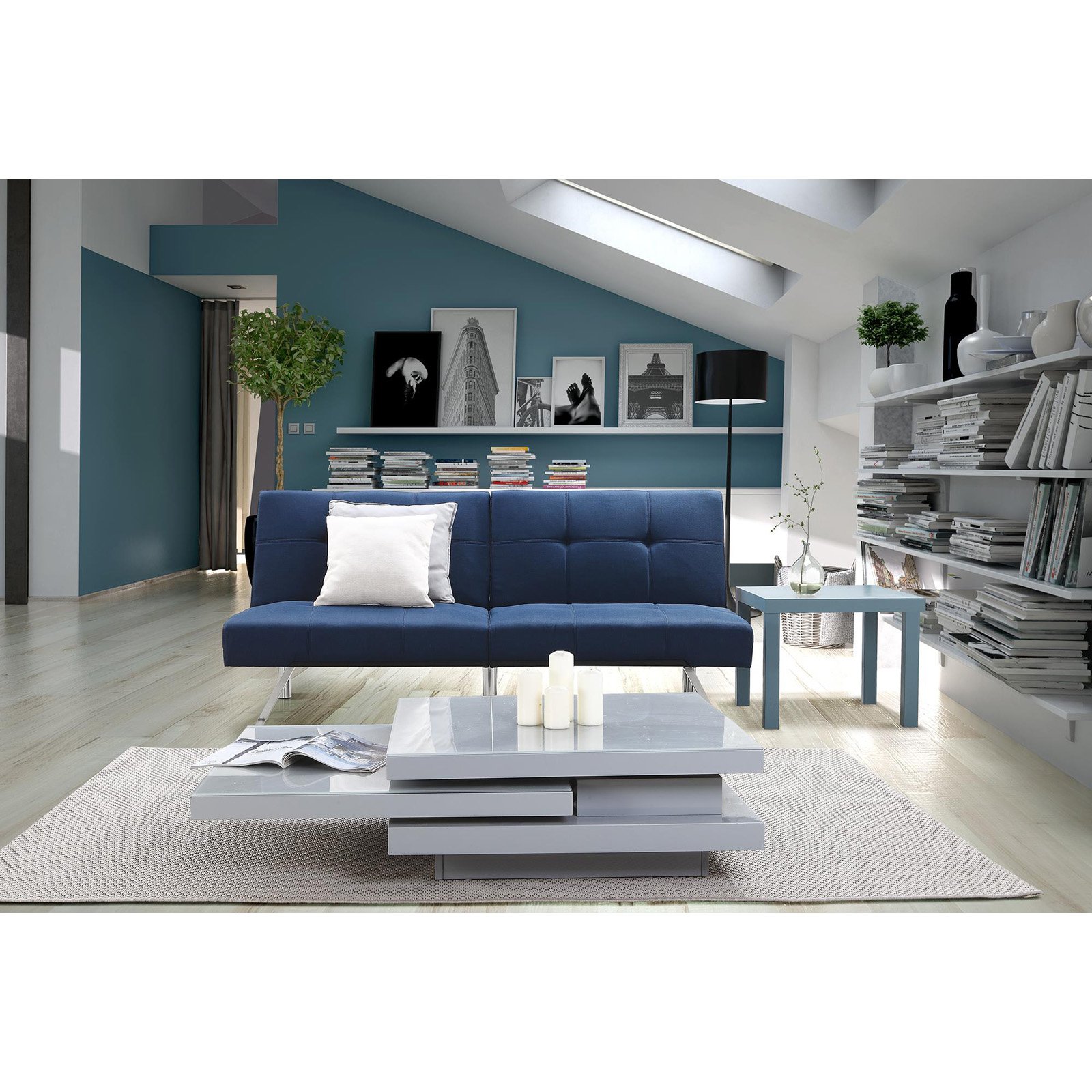 DHP Layton Linen Futon, Navy - Walmart.com