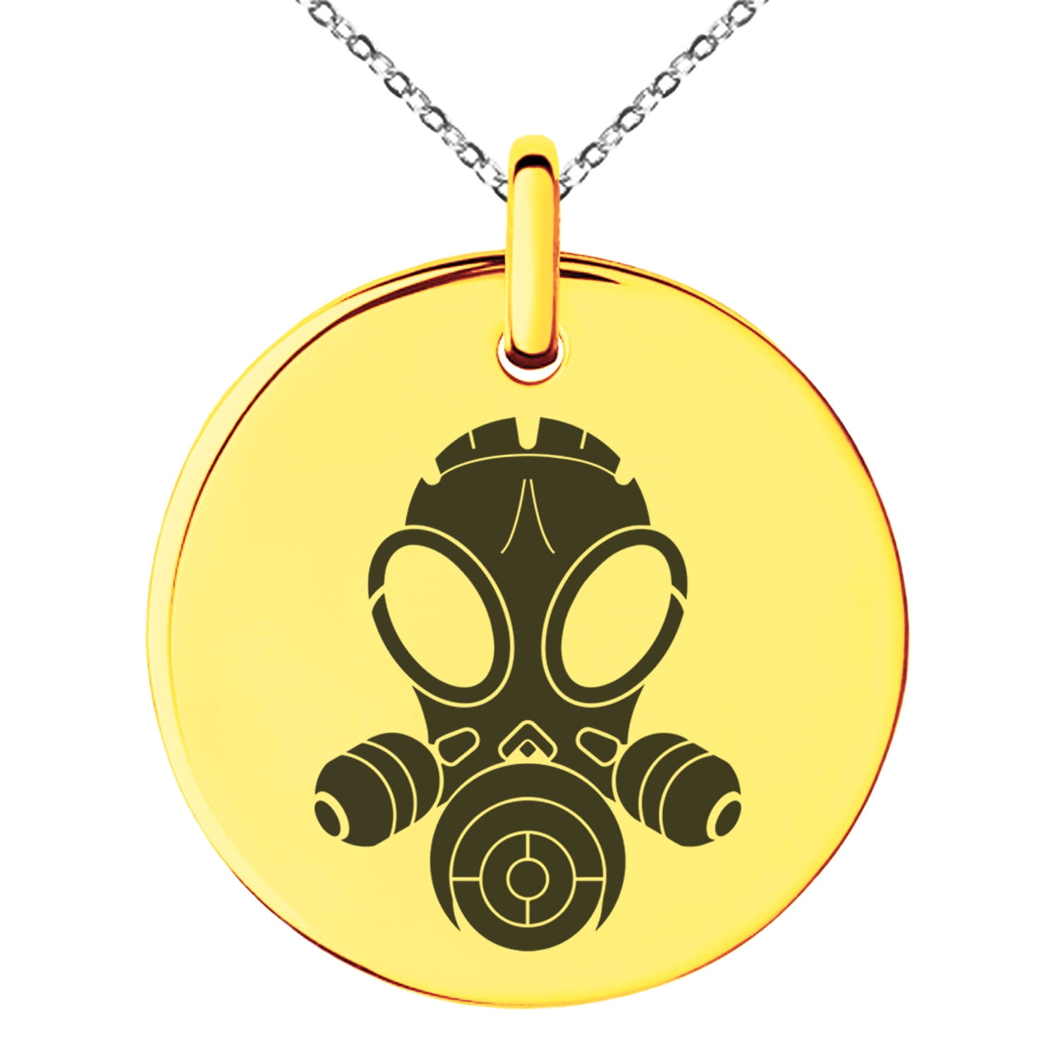 Stainless Steel Biohazard Gas Mask Engraved Small Medallion Circle ...