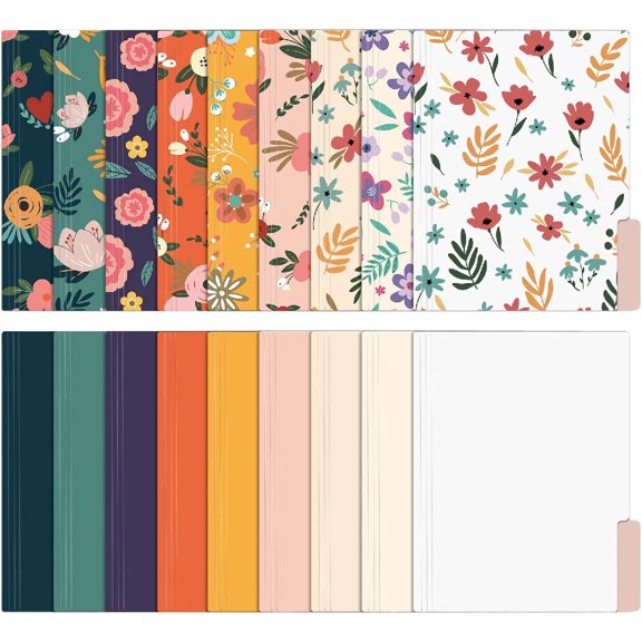 Better Office Products Floral File Folders, 12 Pack, 6 Designs, Letter ...