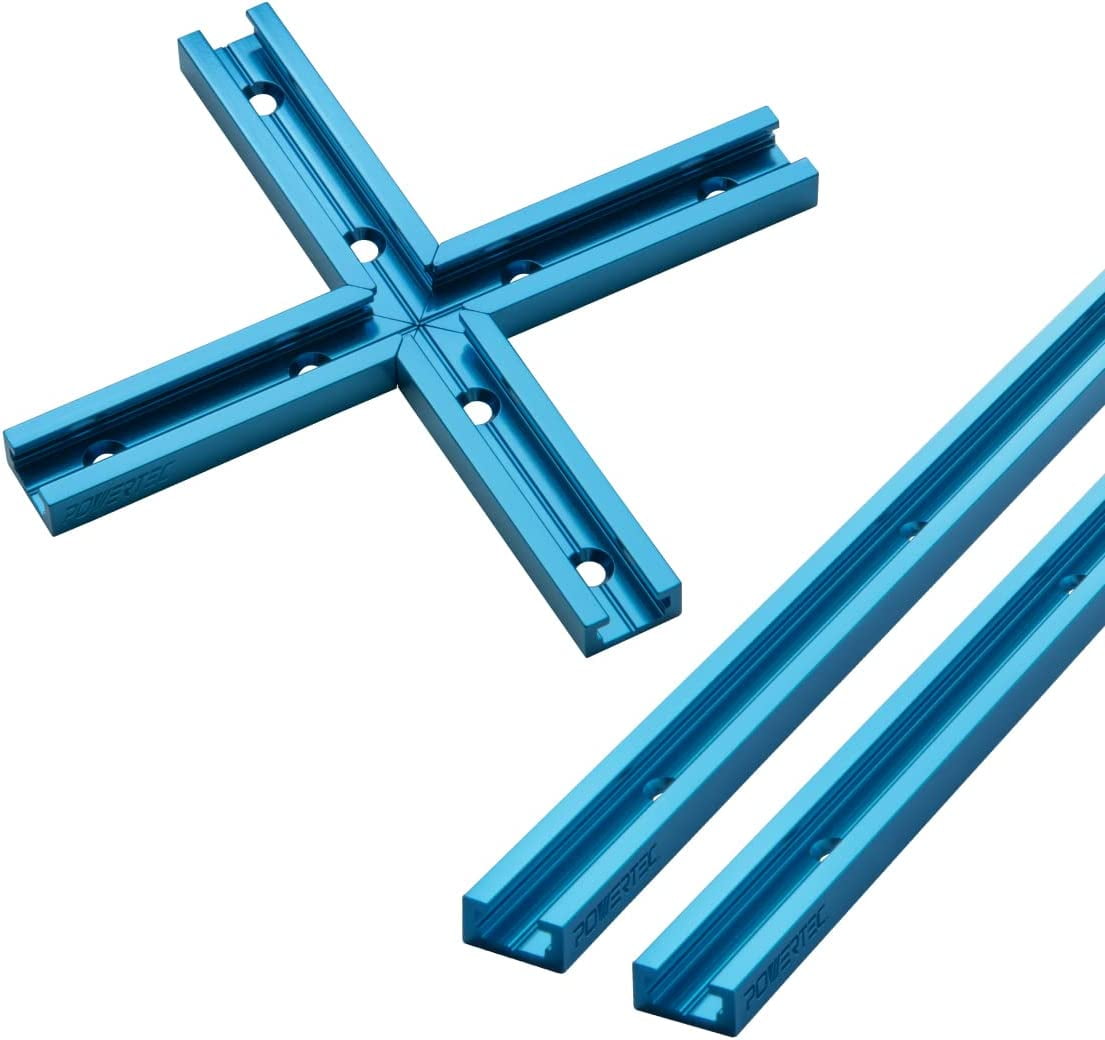 POWERTEC 71713 Double-Cut Profile Universal T-Track with Predrilled Mounting Holes with ...