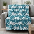 Blue Palm Tree Fleece Throw Blanket Lightweight Summer Tropical Country ...