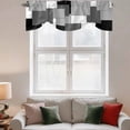 Abstract Art Tie Up Valances Curtain, White Black Gray Splice ...