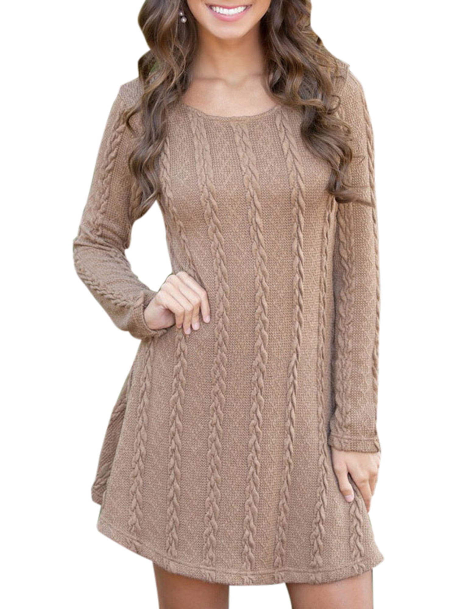 Sexy Dance Women Ladies Winter Long Sleeve Round Neck Slim Knitted