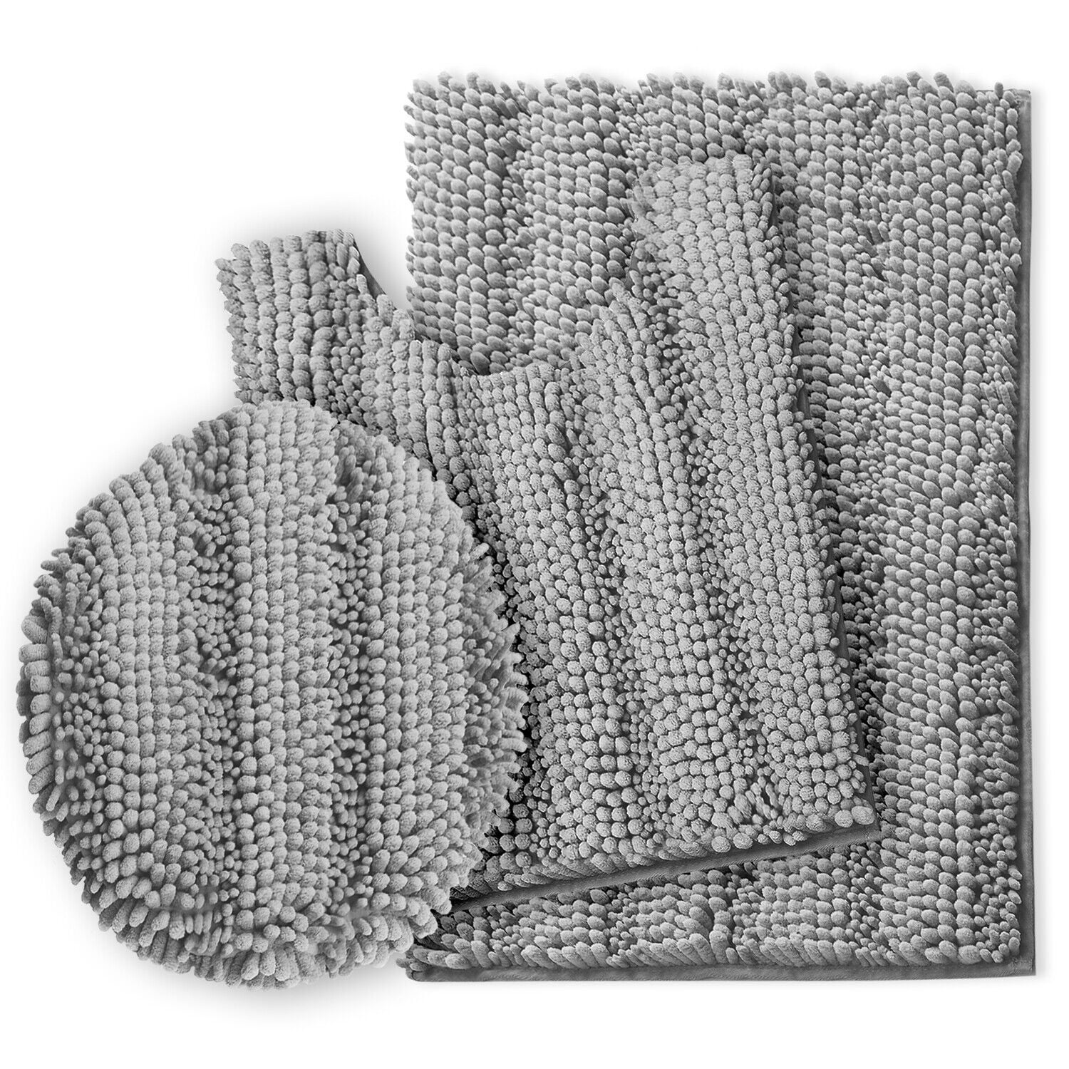SAYFUT Chenille 3 PC Bath Mat Set Extra Soft Absorbent Medium Contour ...
