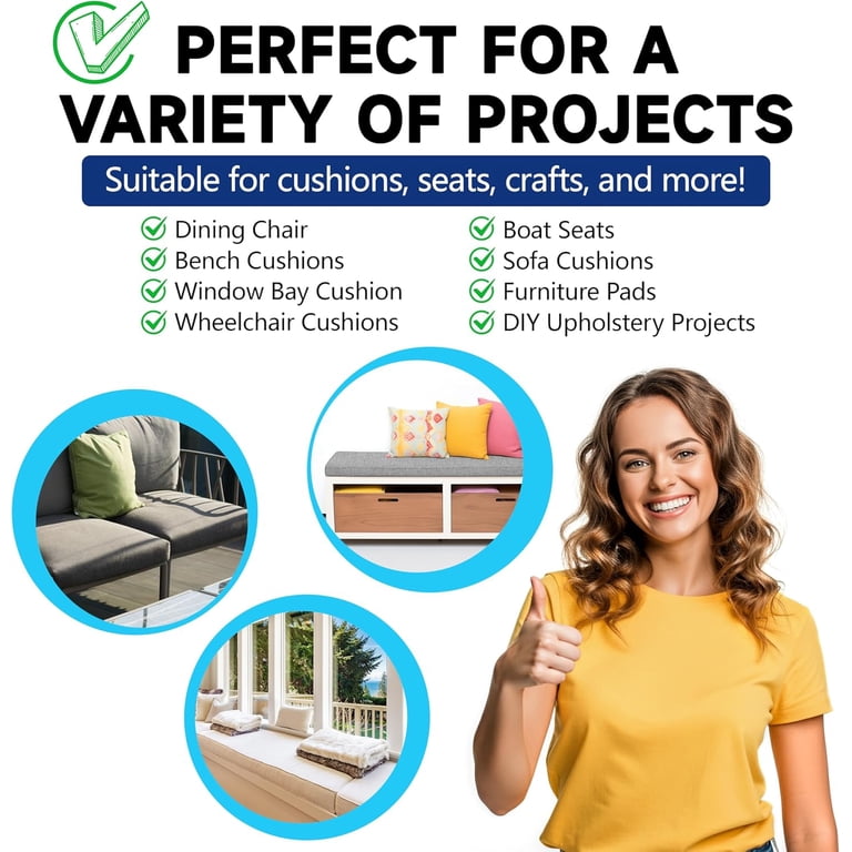 Upholstery Foams ColourTree Custom Cut High Density Foam - 70D ...