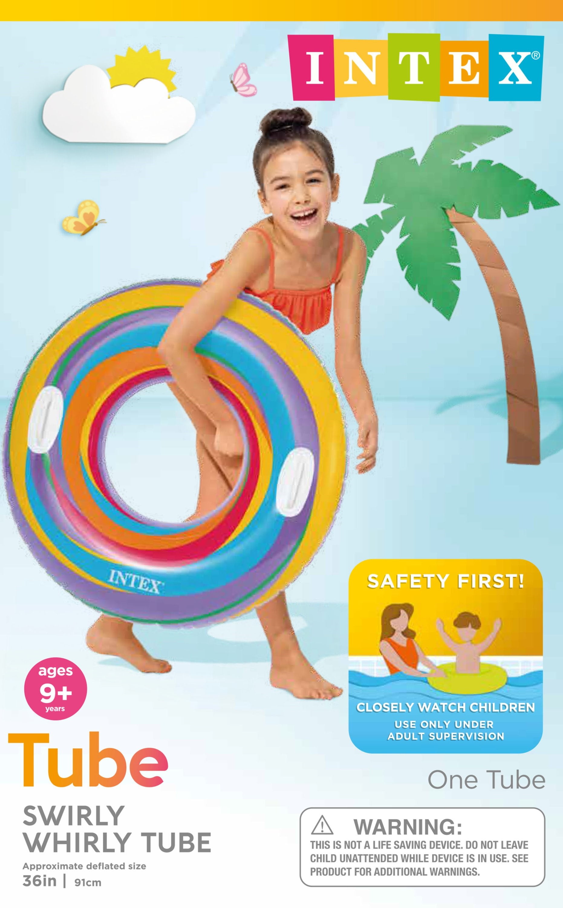 Intex Swirly Whirly Inflatable Swimming Pool Tube Ages 9+ - Walmart.com