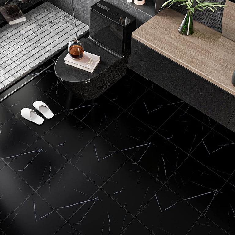 Black Peel And Stick Floor Tiles Nexus Self Adhesive Vinyl Floor Tiles
