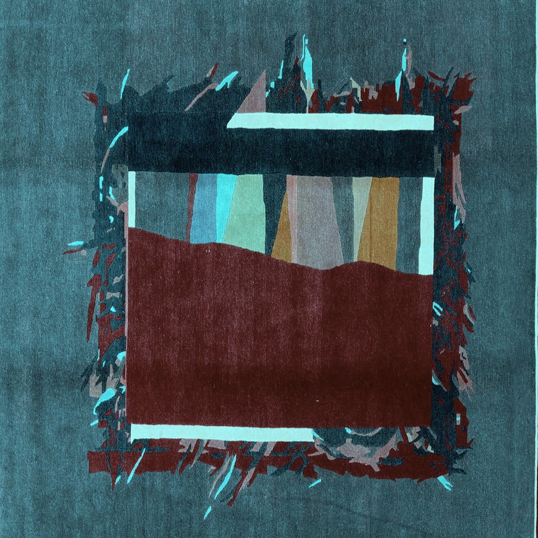 Ahgly Company Indoor Square Abstract Light Blue Modern Area Rugs, 6 ...