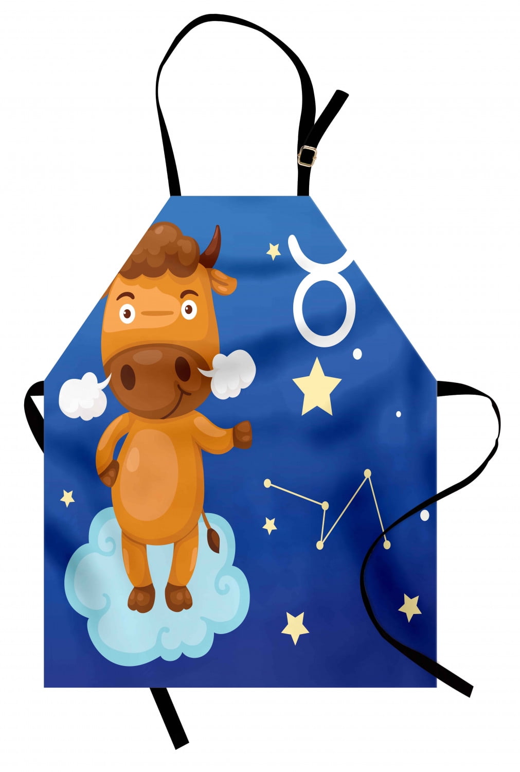 Zodiac Taurus Apron Cartoon Bull Character on Blue Cloud in Sky with ...