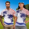 Aplkyhs Matching Golf Shirts for Couple Patriotic Palm Tree Lightweight ...