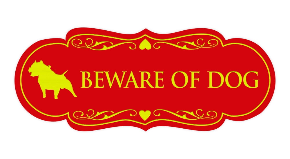Designer Beware of Dog Sign(Red/Yellow) - Small - Walmart.com