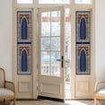 Blue Gold Arched Window Privacy Film Vintage Ethic Traditional Floral ...