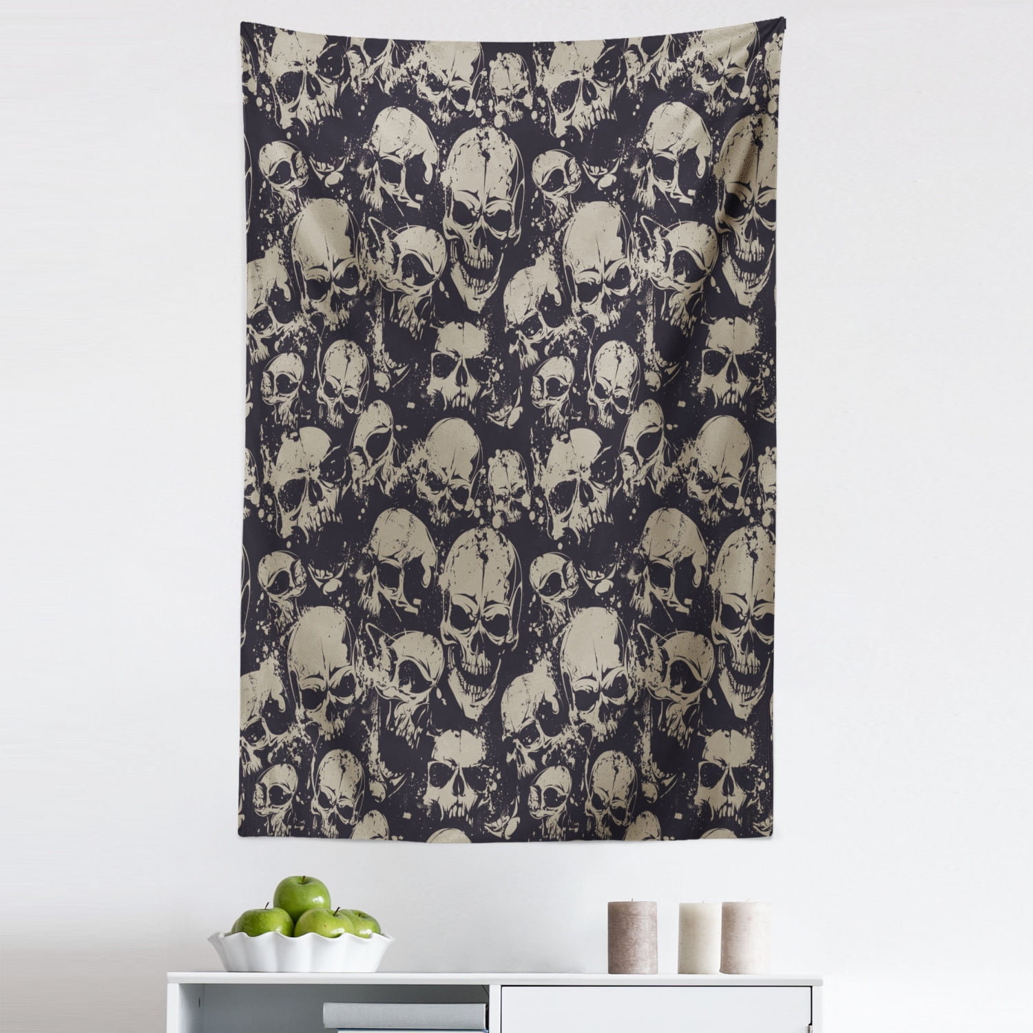 Skull Tapestry, Grunge Scary Skulls Sketchy Graveyard Death Evil Face ...