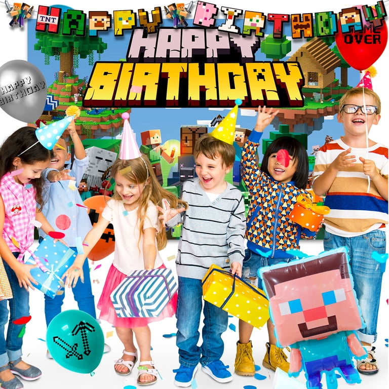Minecraft Balloons Pixel Birthday Decorations Pixel Game Birthday Party ...