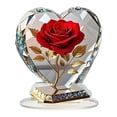 Acrylic Rose Heart Statues, 2D Rose Heart Figurine Ornament, Lovely ...