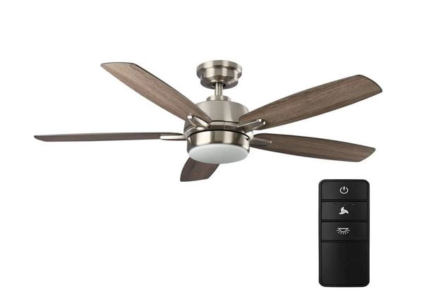 Fawndale 46 in. Indoor Integrated LED Brushed Nickel Ceiling Fan with 5 ...