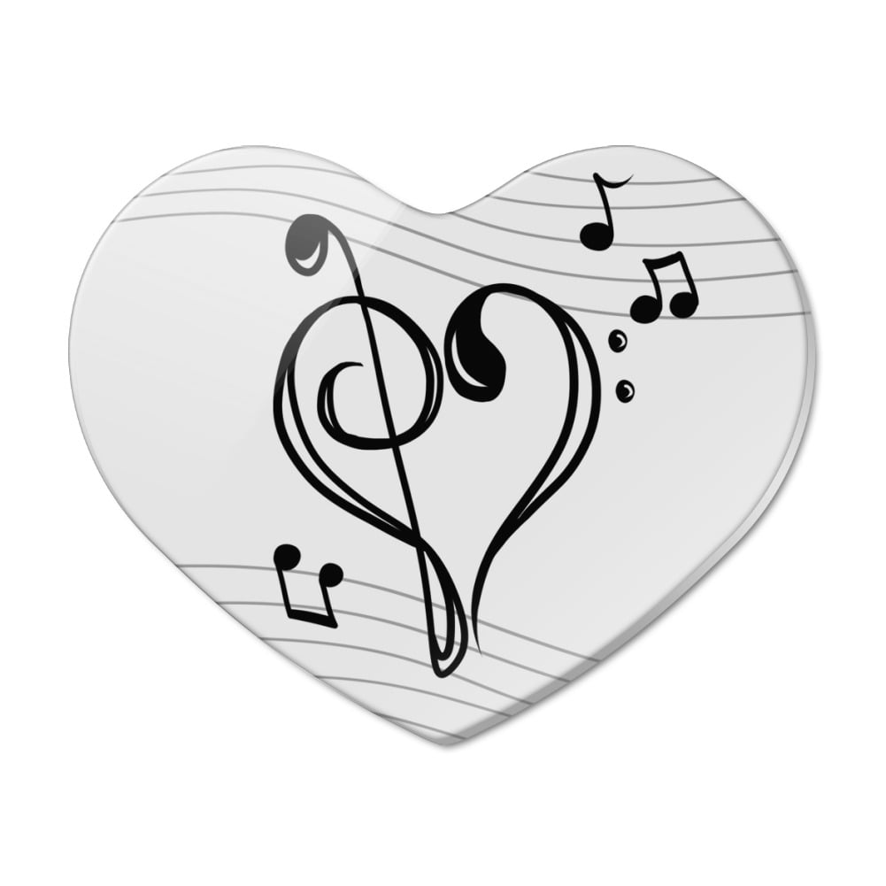 Treble Bass Clef Heart Music Black White Heart Acrylic Fridge ...