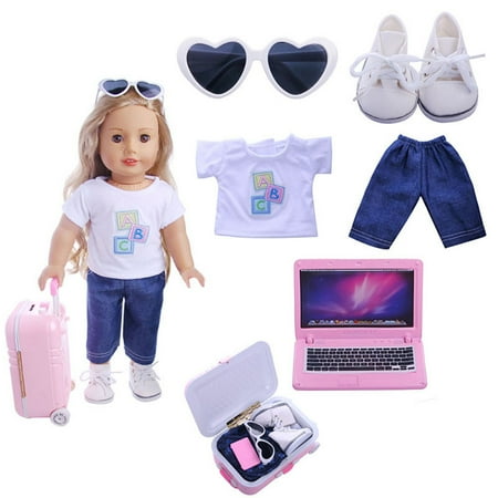 6PCS Doll Travel Set Creative Fashion Doll Clothes Doll Supplies for ...