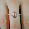 1.25 Carat Morganite (emerald cut Morganite) Diamond Engagement Ring ...