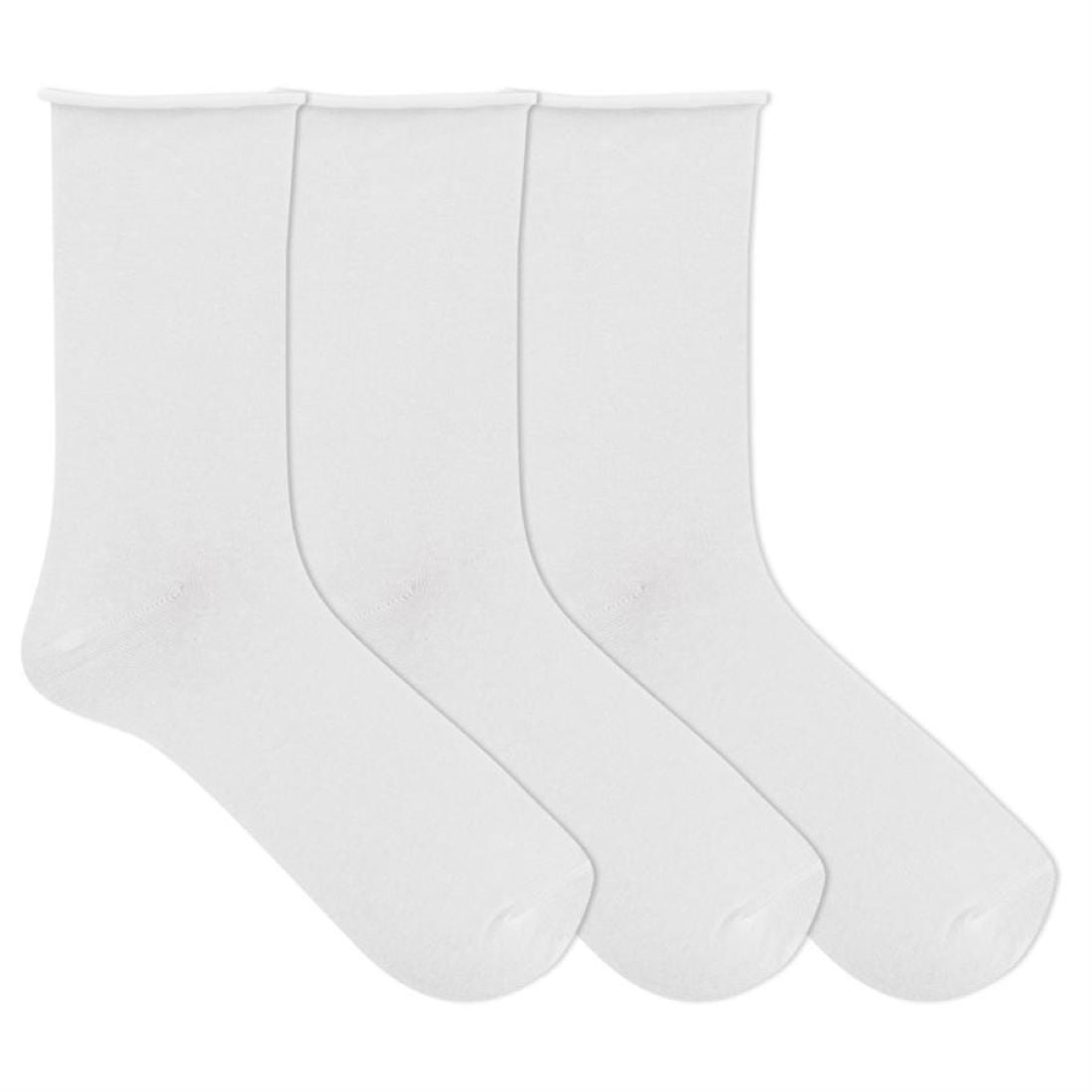 K. Bell Womens Relaxed Fit Roll Top Socks 3 Pair, 9-11, White - Walmart.com