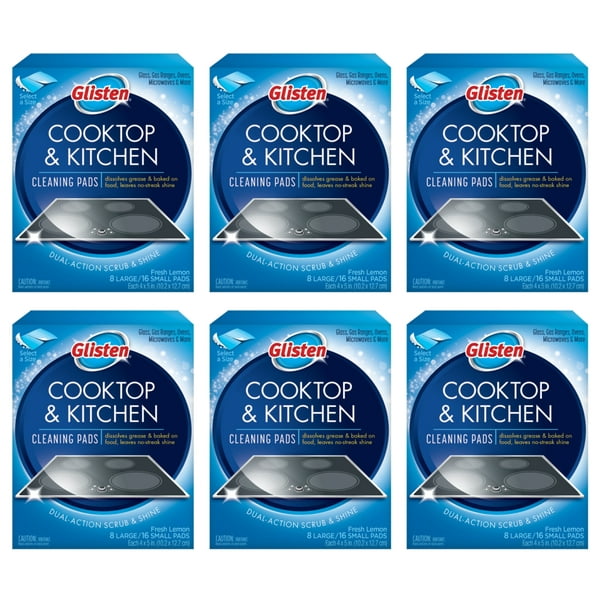 Glisten Cooktop & Kitchen Cleaning Pads, 8 Large/16 Small Pads Per Box ...