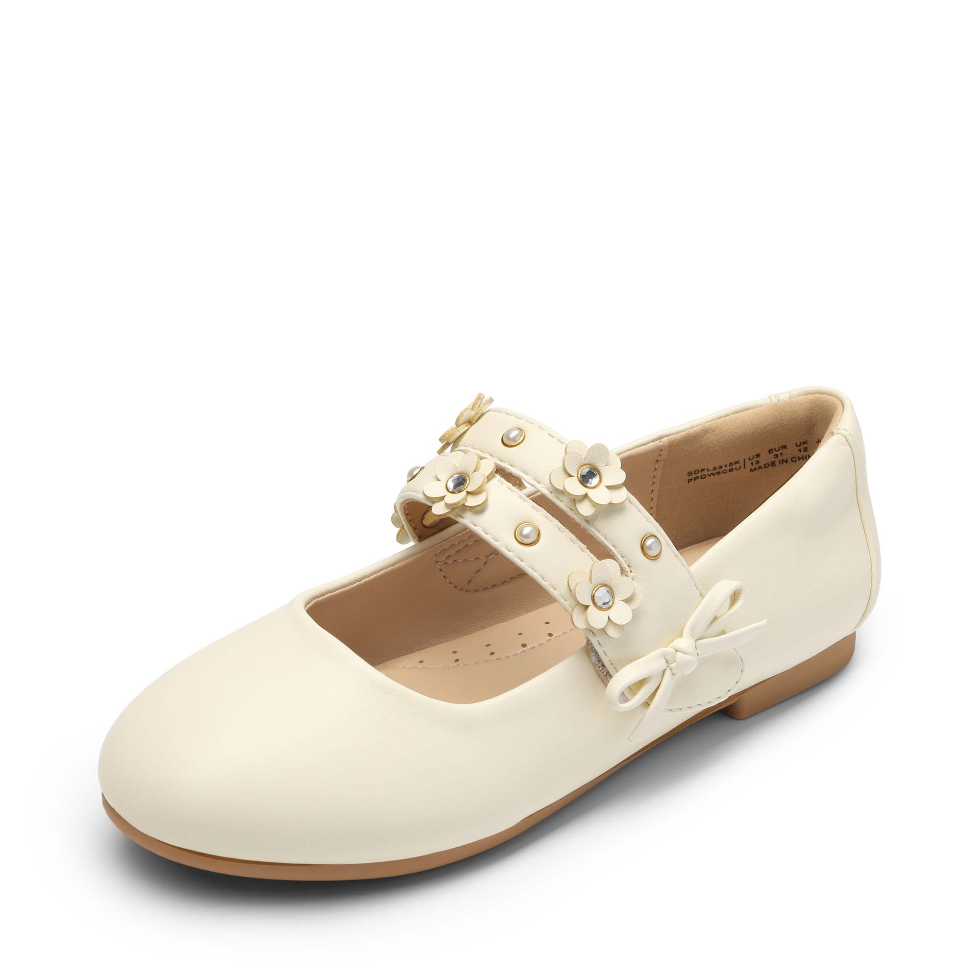 Dream Pairs Flower Girl Ballet Flats Pearls Bow Ballerina Mary Jane ...