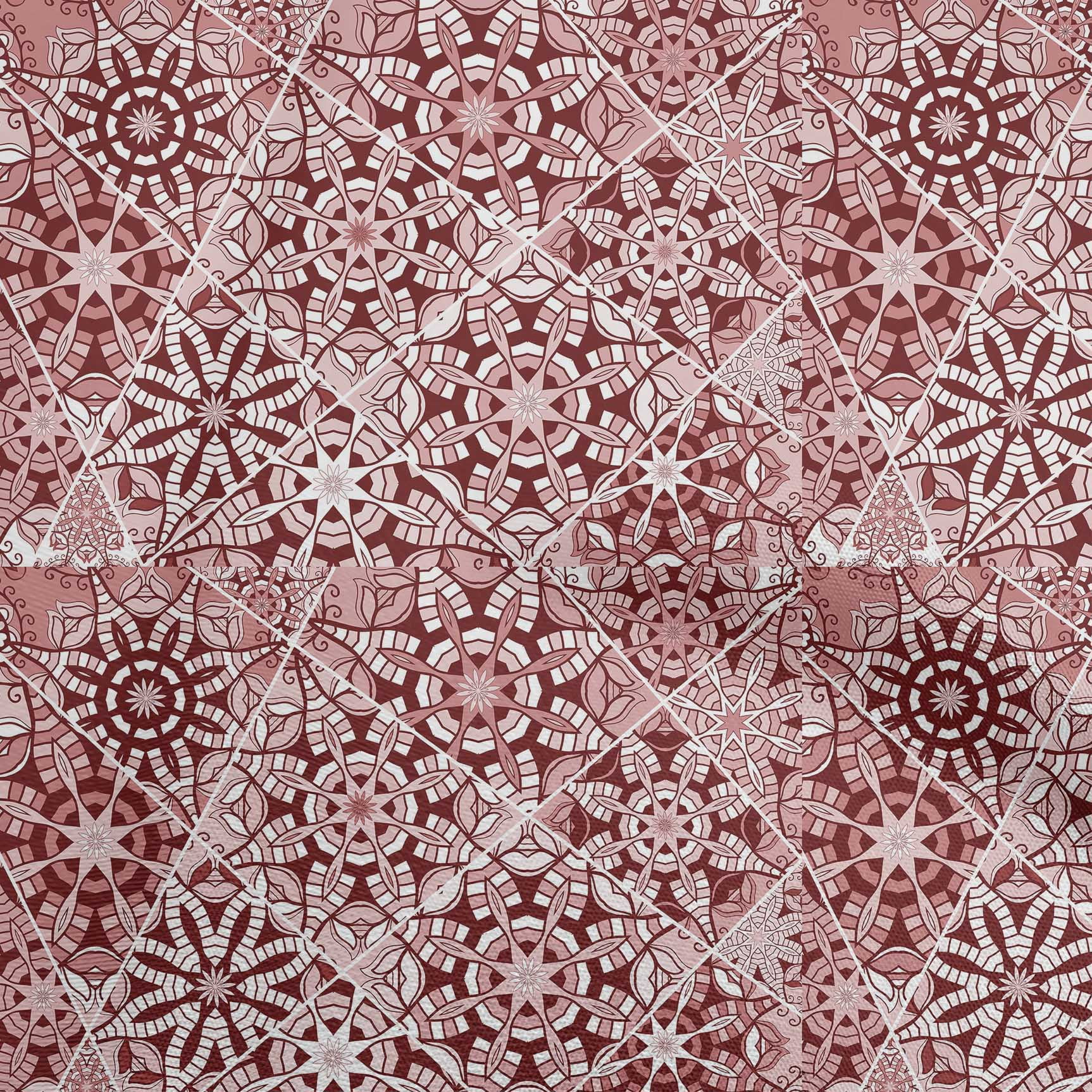 oneOone Cotton Cambric Maroon Fabric Moroccan Mosaic Floral Sewing ...