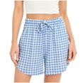 Cagogo Women Plus Size High Waisted Pajama Shorts with Pockets Plaid ...