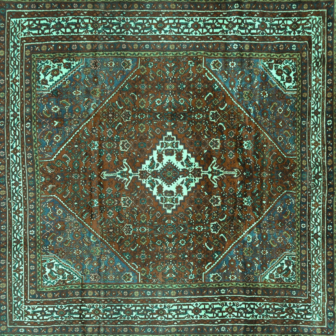 Ahgly Company Machine Washable Indoor Square Persian Turquoise Blue ...