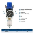 AFR2000 1/4" Air Pressure Regulator, Water Separator Trap Filter ...