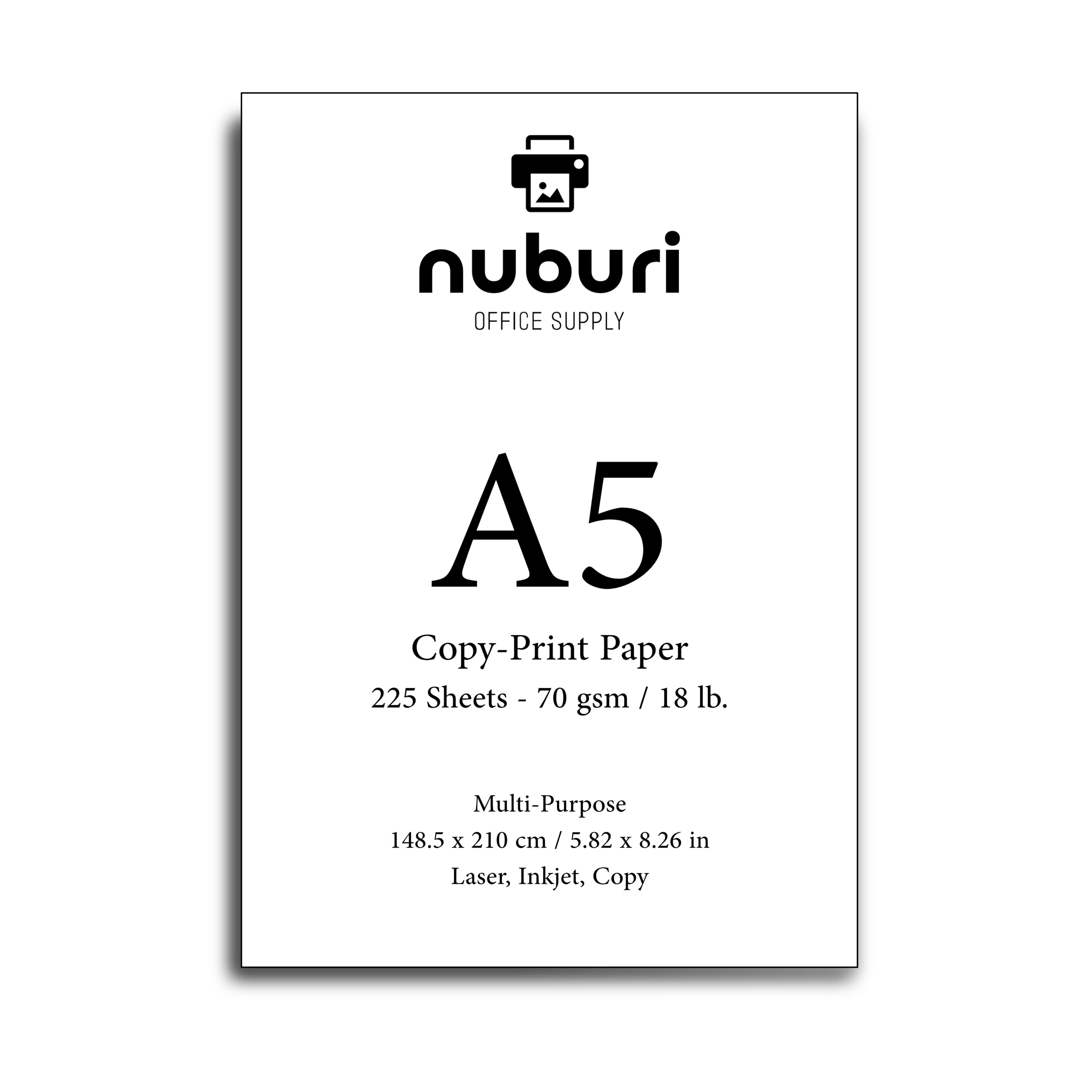 A5 Size Printer Paper - 5.82 x 8.26 in - 70 gsm / 21 lb. (225 Sheets ...