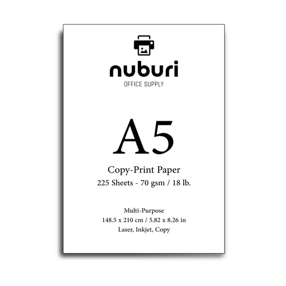 A5 Size Printer Paper - 5.82 x 8.26 in - 70 gsm / 21 lb. (225 Sheets ...