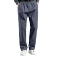 Ihhxva Men's Elastic Waist Pants Solid Color Straight Leg Casual ...