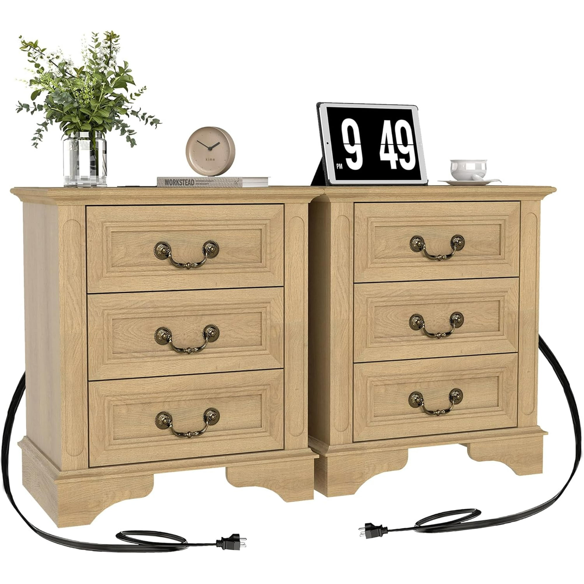 Click here for Fiakoa Farmhouse 3 Drawer Nightstand Set Of 2 For... prices