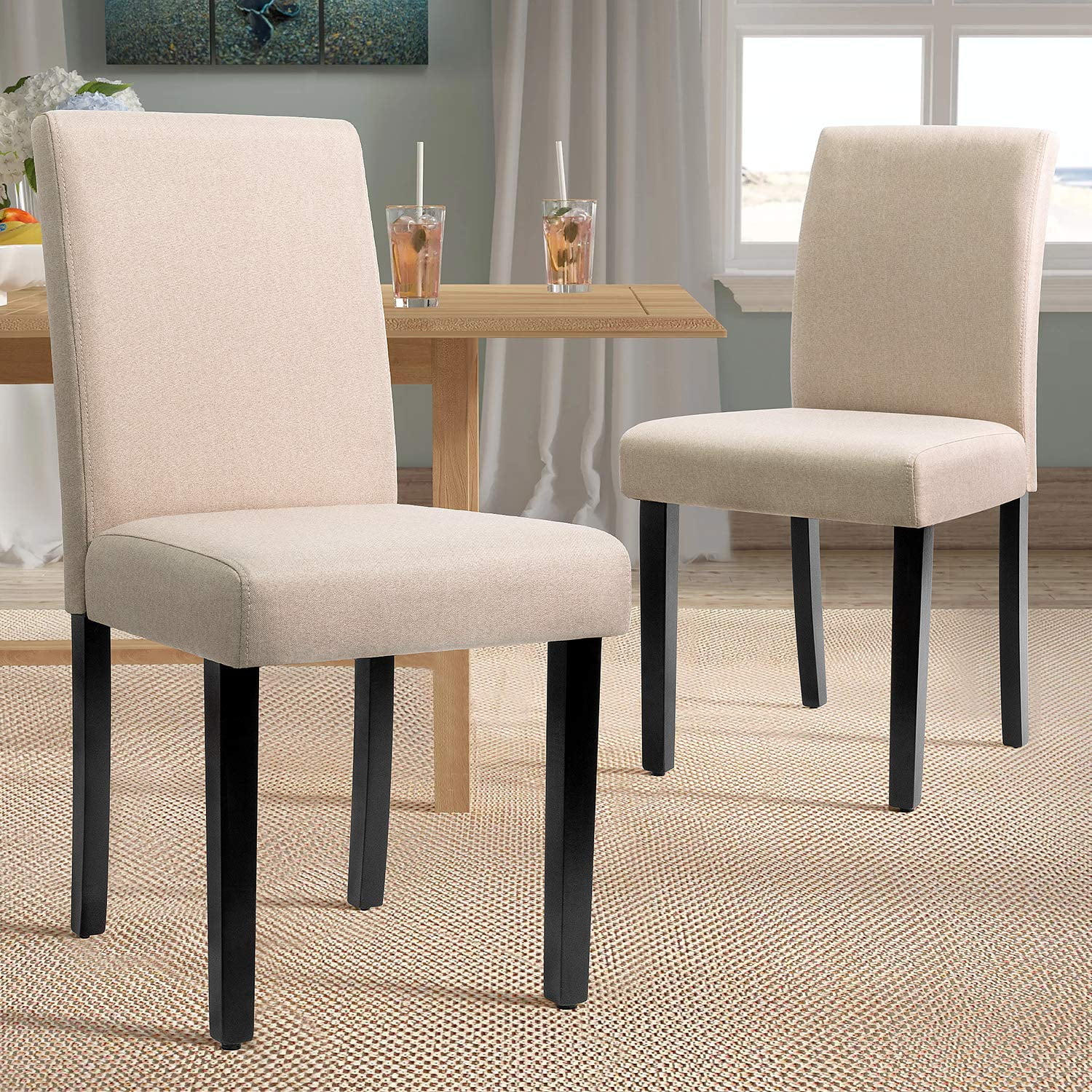 Fabric dining chairs with oak legs store