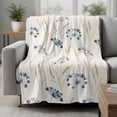 Blue Flower Fleece Throw Blanket Lightweight Gold Wheat Country ...