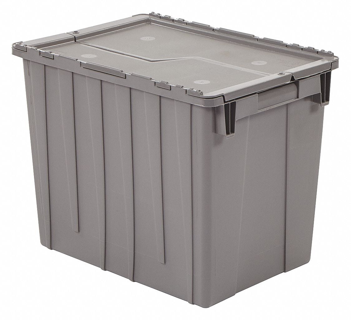 Orbis Attached Lid Container,Gray,Solid,HDPE FP22 GRAY - Walmart.com