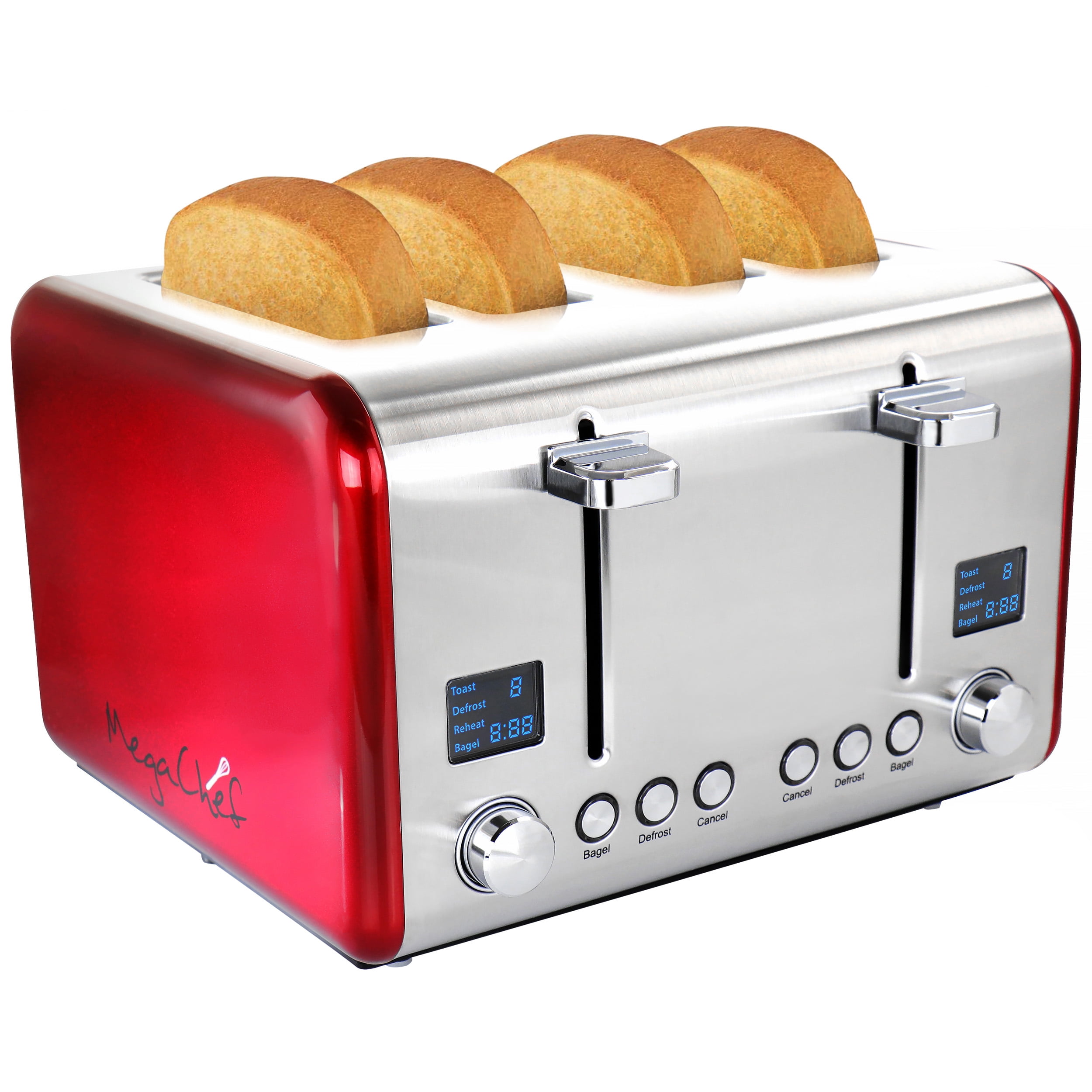 MegaChef 4 Slice Toaster in Stainless Steel Red - Walmart.com