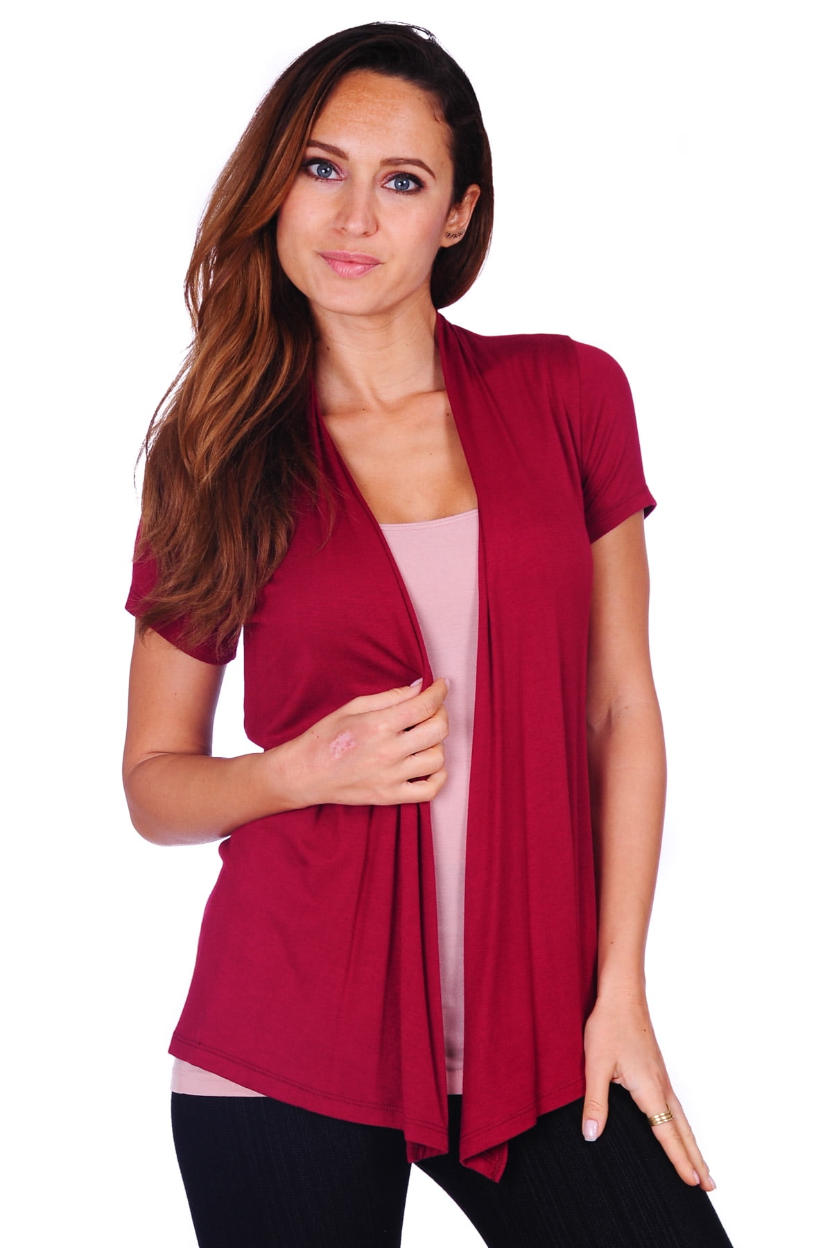 Simply Ravishing Women's Basic Short Sleeve Hip Length Open Drape ...