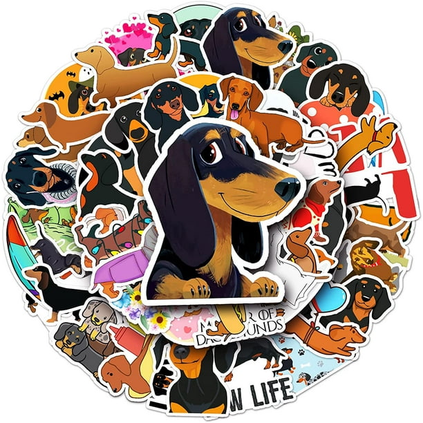 50 Packs Cute Dachshund Stickers Water Bottles Laptop Phone Motorcycle ...
