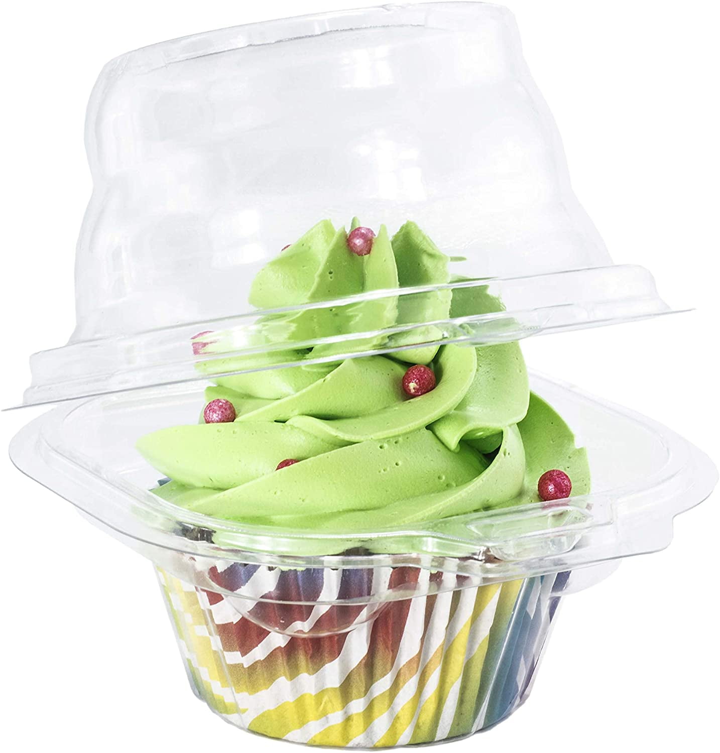 Stock Your Home Individual Plastic Cupcake Containers Disposable with ...
