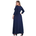 POSESHE Women's Plus Size V-Neck Maxi Dress, 3/4 Sleeve Evening Gown ...